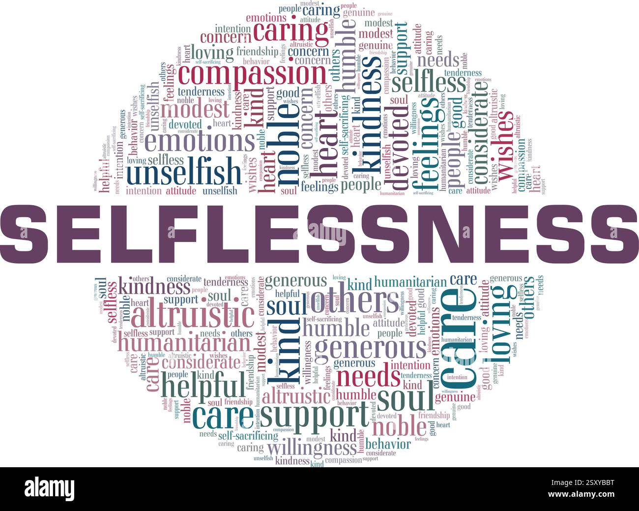 Selflessness vector illustration word cloud isolated on a white ...