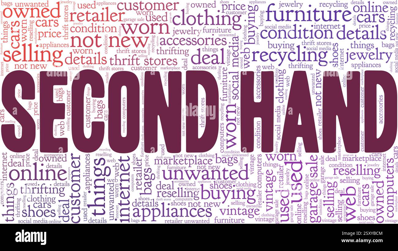 Second Hand vector illustration word cloud isolated on a white ...