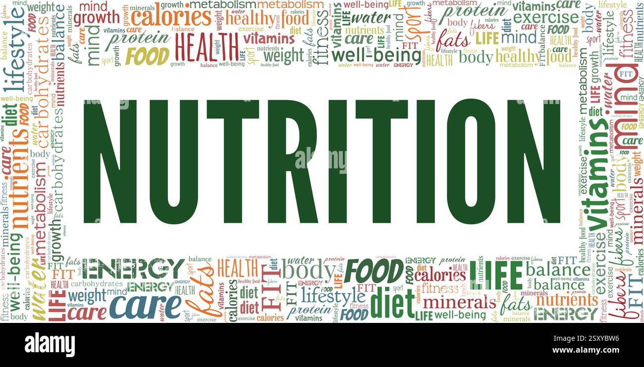 Nutrition vector illustration word cloud isolated on a white background ...