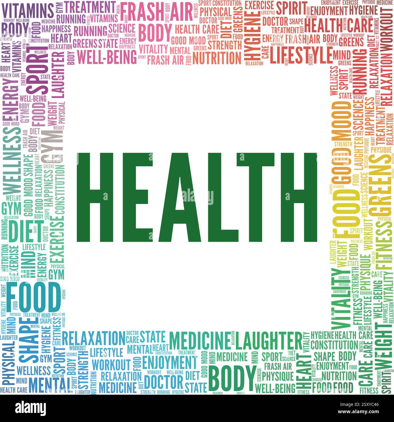 Health vector illustration word cloud isolated on a white background ...
