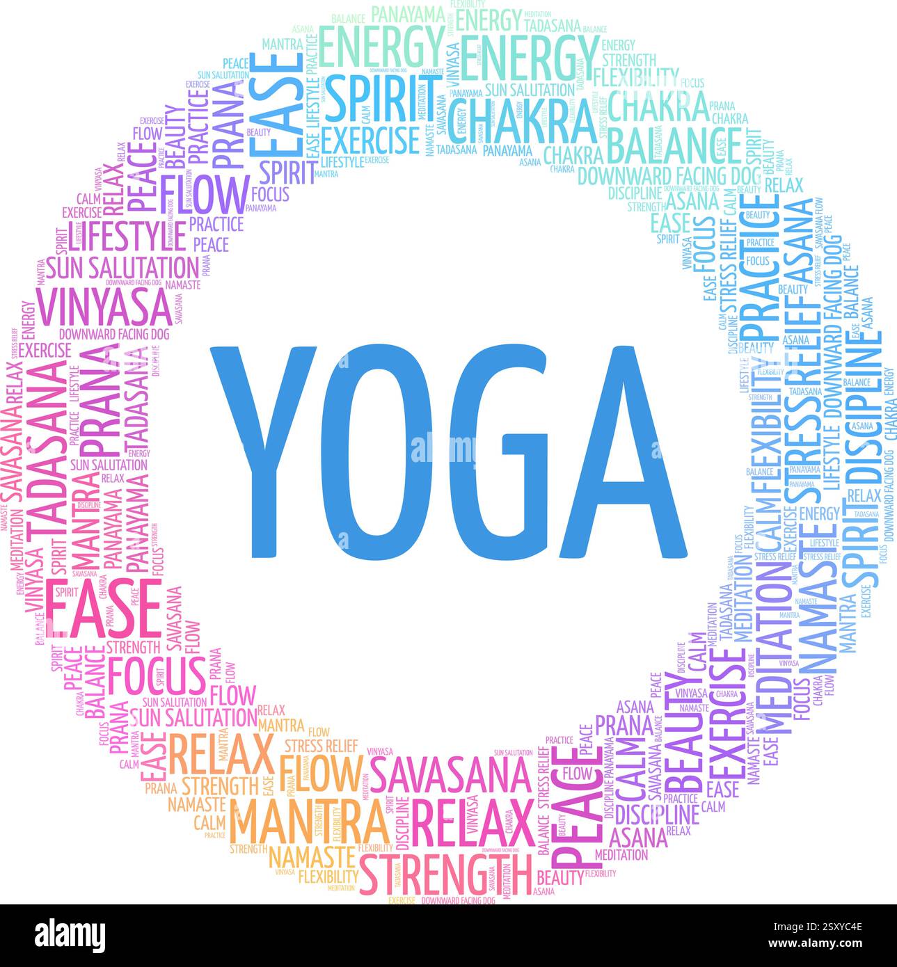 Yoga vector illustration word cloud isolated on a white background ...