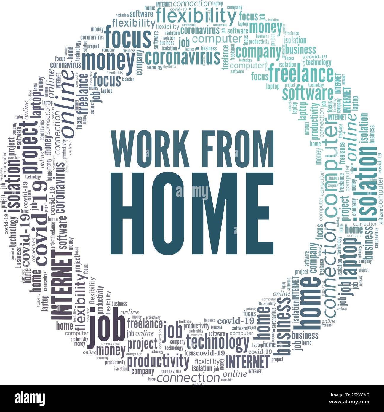 Work From Home vector illustration, word cloud isolated on a white ...
