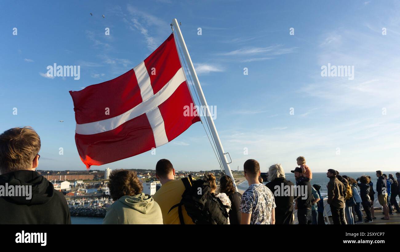 Blue sky background with denmark flag hi-res stock photography and ...