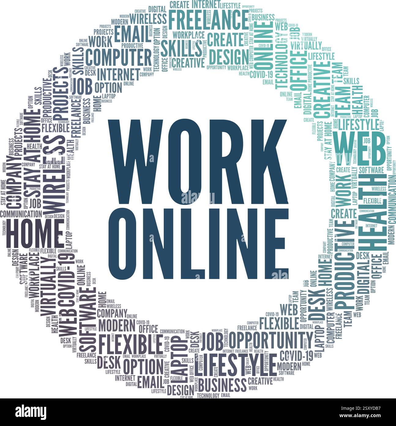 Work Online vector illustration word cloud isolated on a white ...