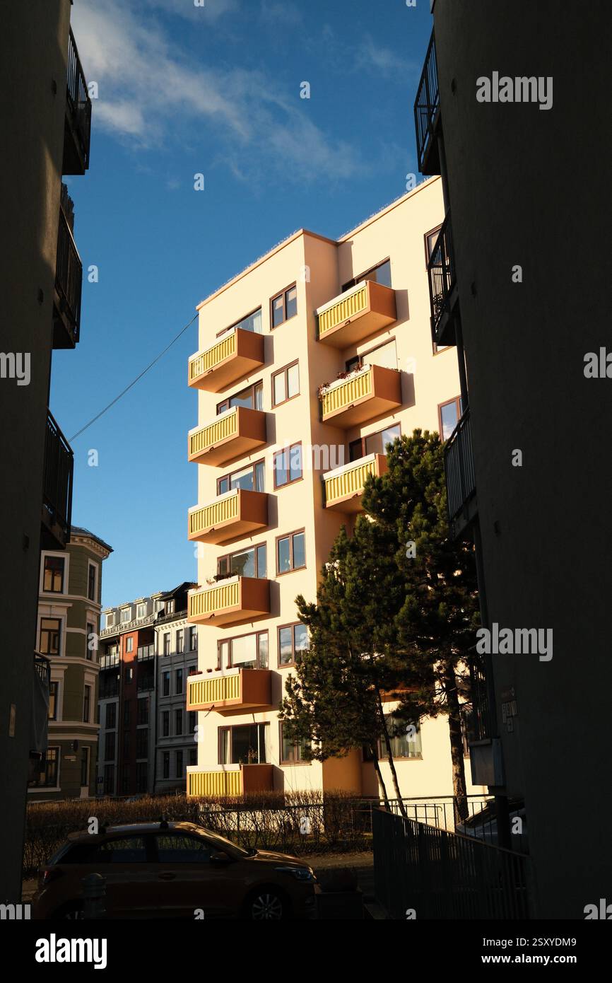 A vibrant residential building featuring modern design elements and ...
