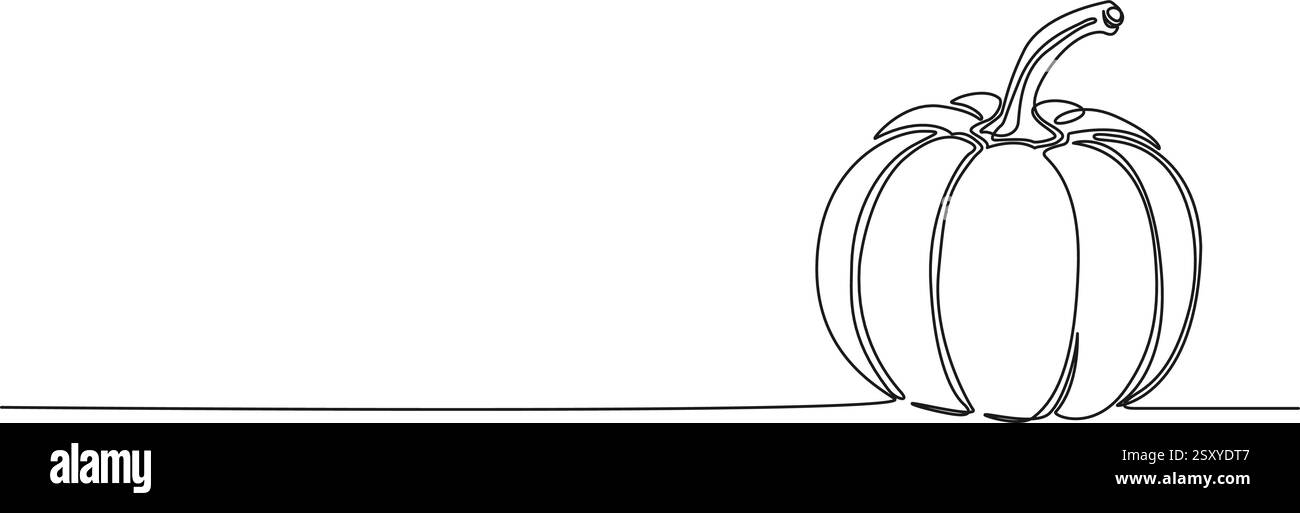 continuous single line drawing of a pumpkin, line art vector ...