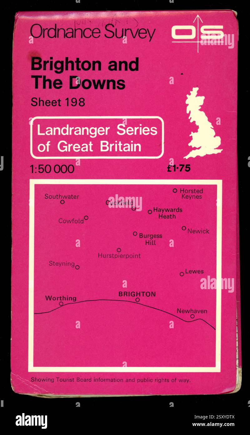 Vintage Ordnance Survey map for Brighton and the Downs, Landranger ...