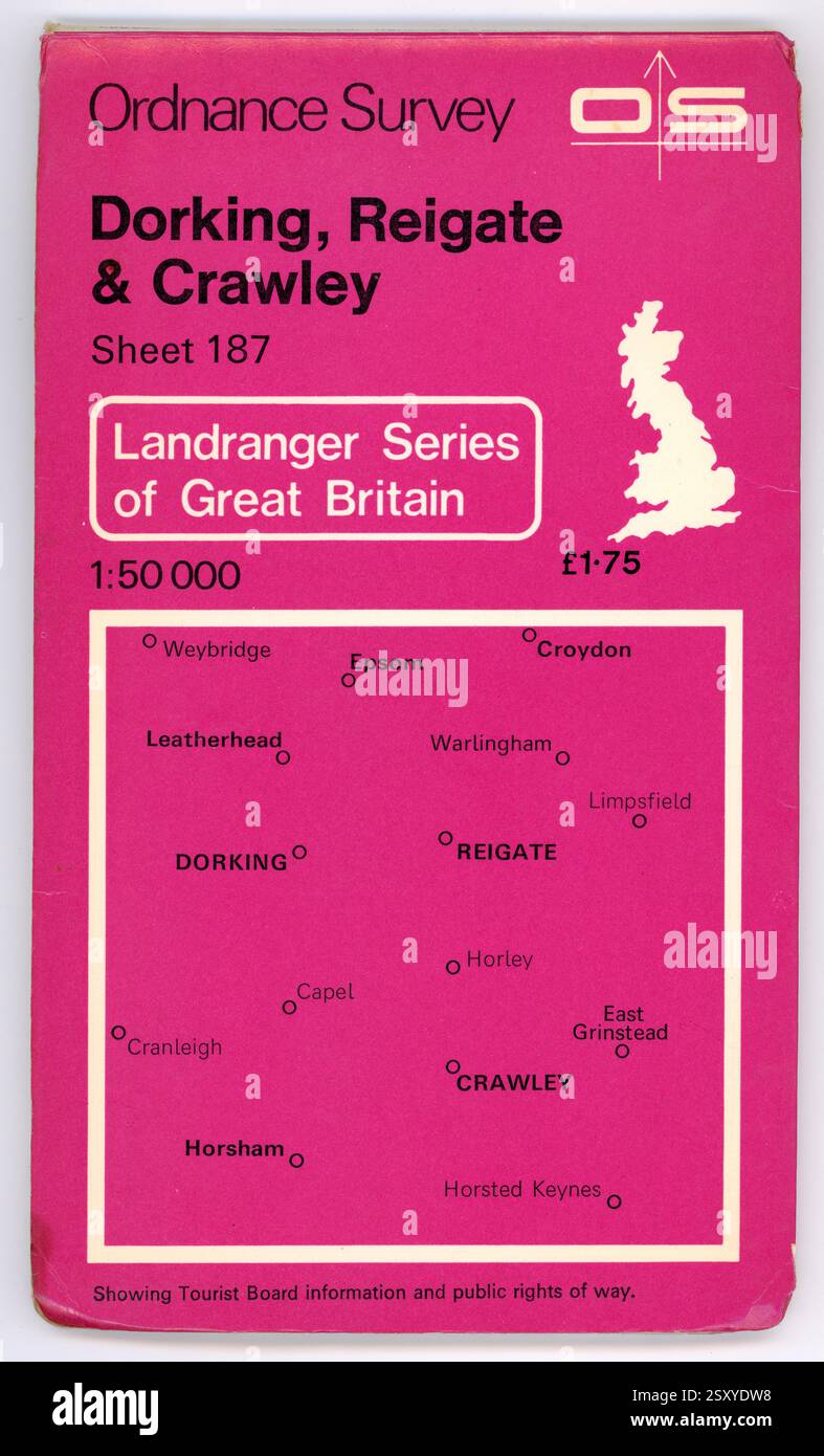 Vintage Ordnance Survey map for Dorking, Reigate, & Crawley, Landranger ...