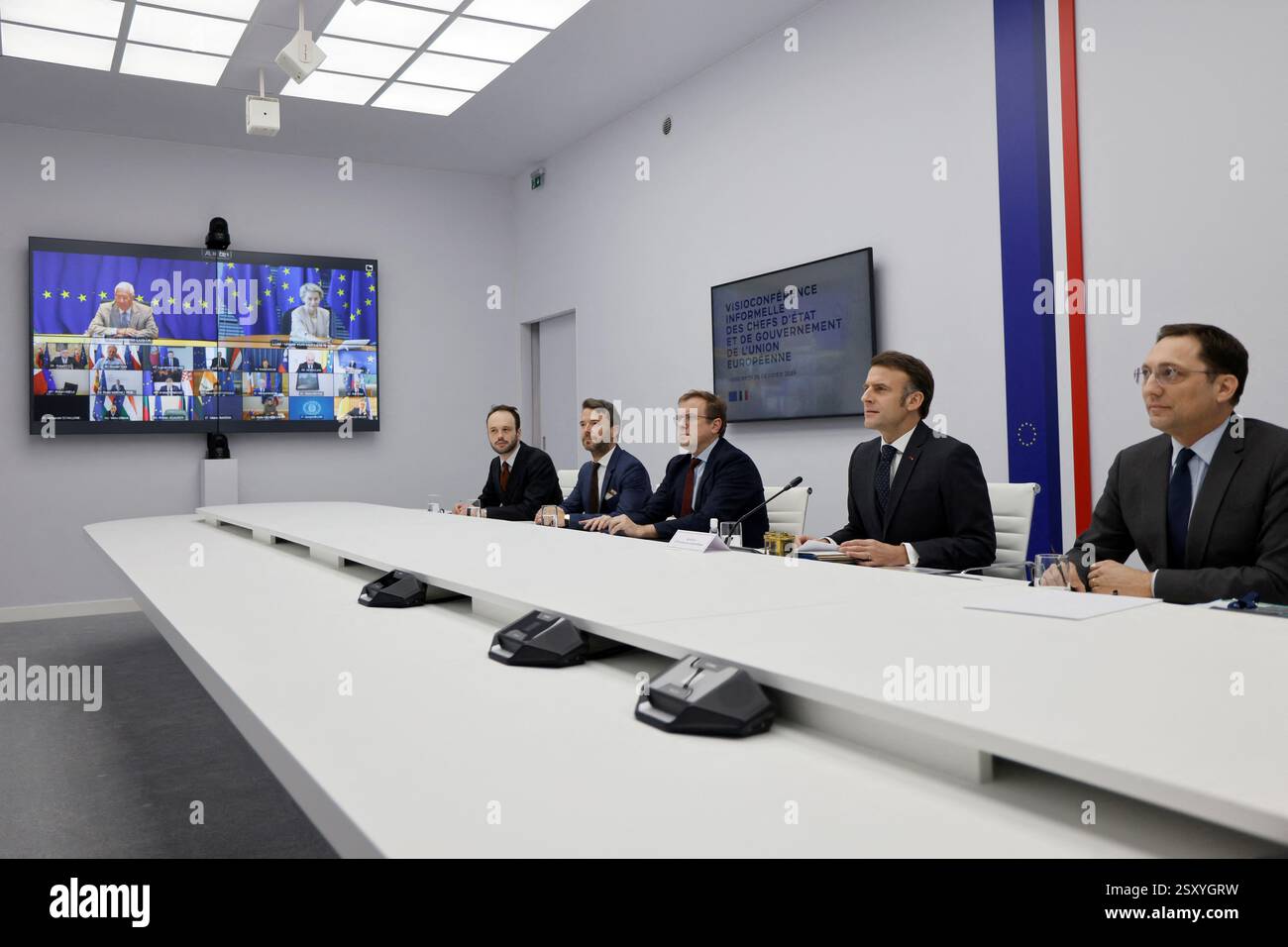 Paris, France. 26th Feb, 2025. France's President Emmanuel Macron (2nd ...