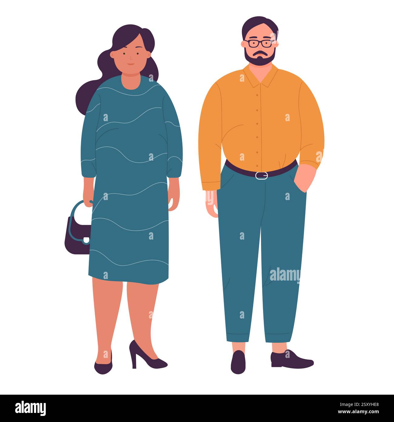 Plus size couple standing side by side, showcasing diverse body types ...