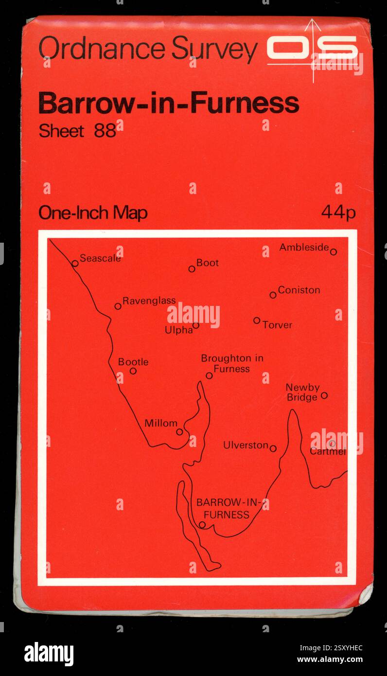Vintage Ordnance Survey map, Barrow-in-Furness, sheet 88, one-inch map ...
