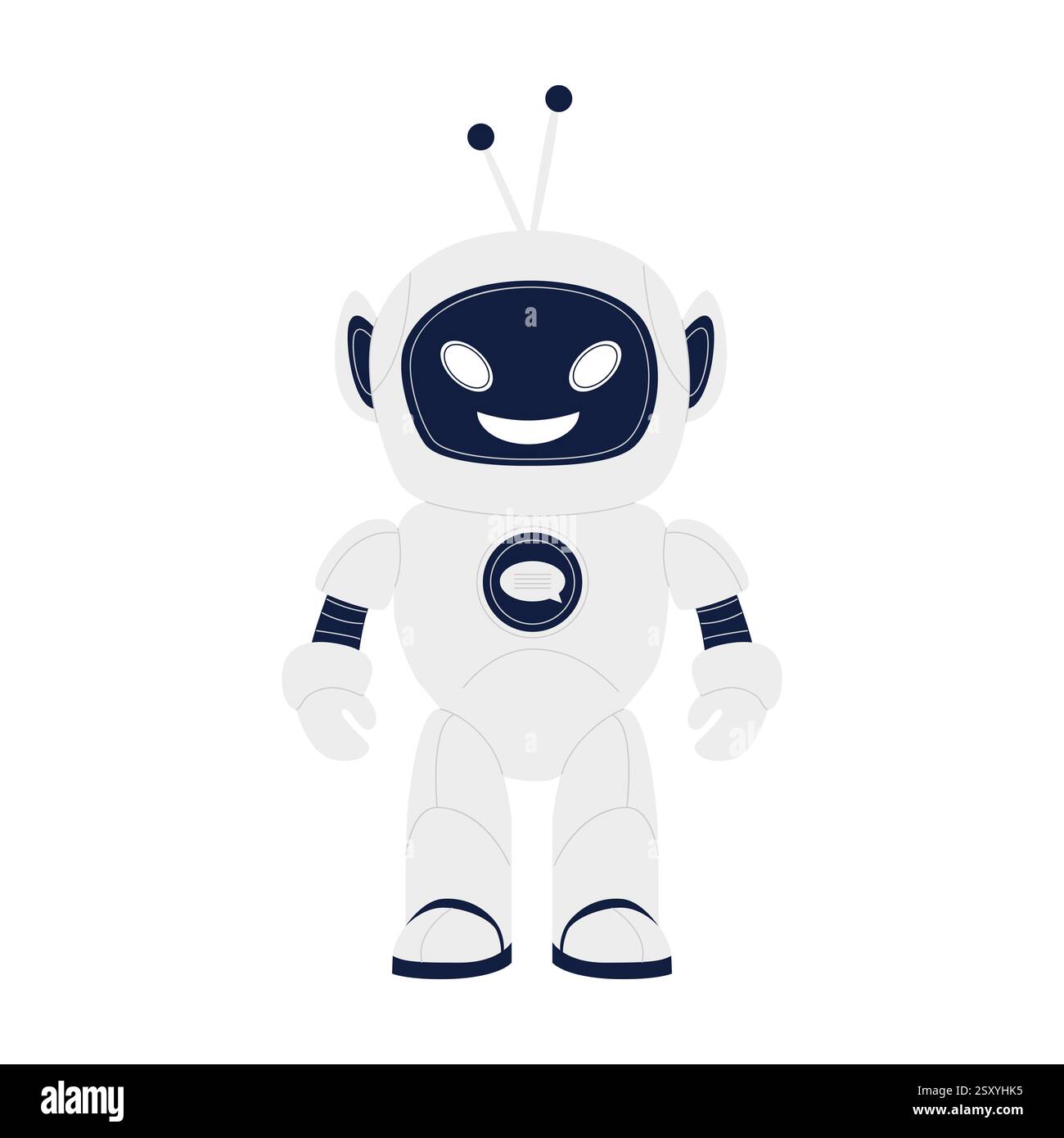 An adorable cartoon robot design showcasing a cheerful smiling face ...