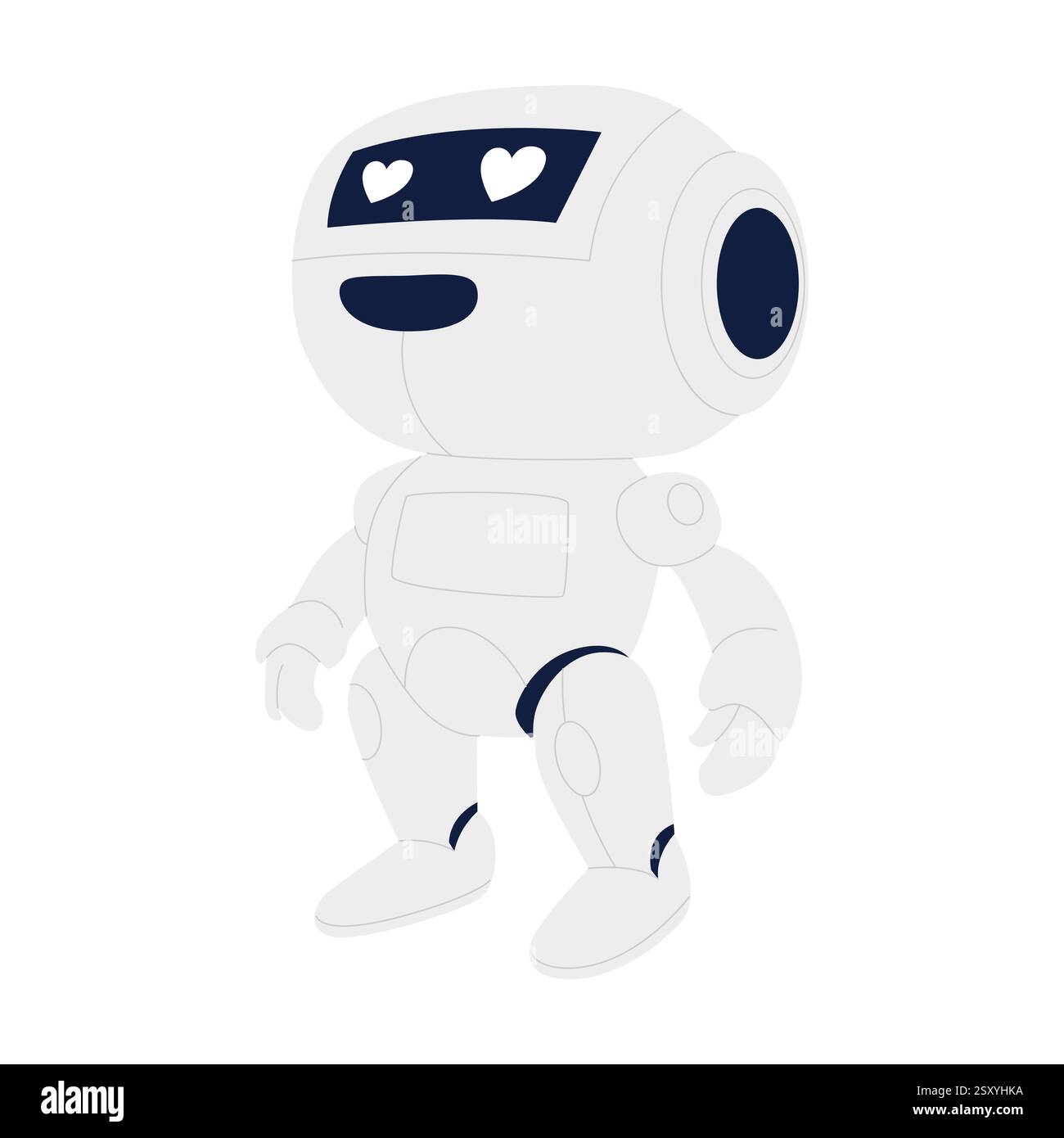 A cute robot character with a charming design and heartshaped eyes, perfect for various creative ...