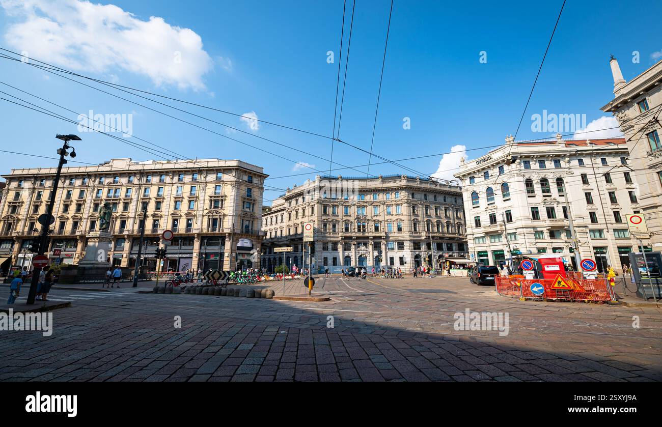 Panoramic view of Piazza Cordusio, one of the largest and famous town ...
