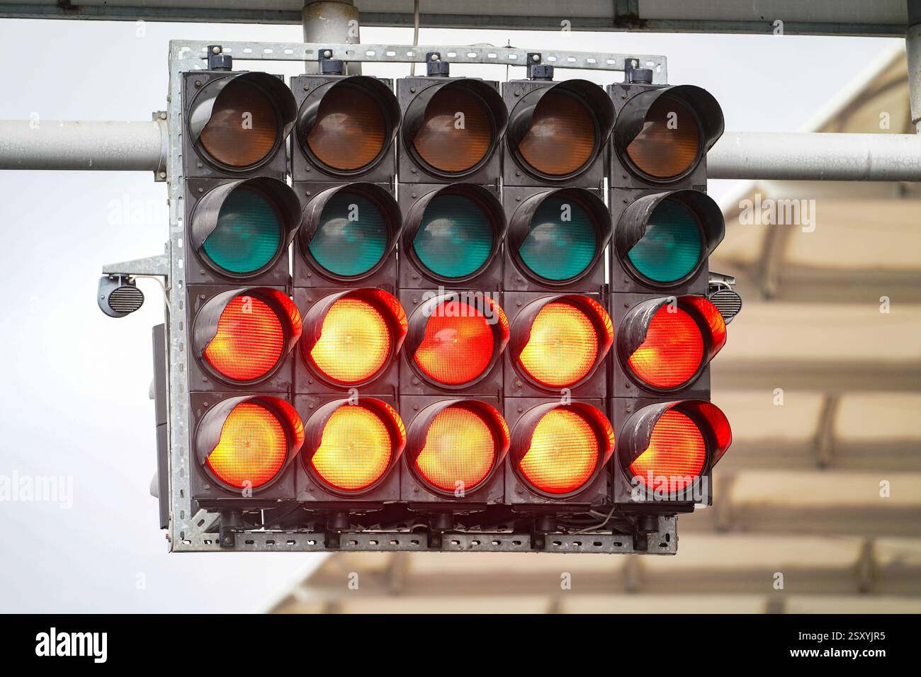 Red Start Lights in Racing Circuit Stock Photo - Alamy