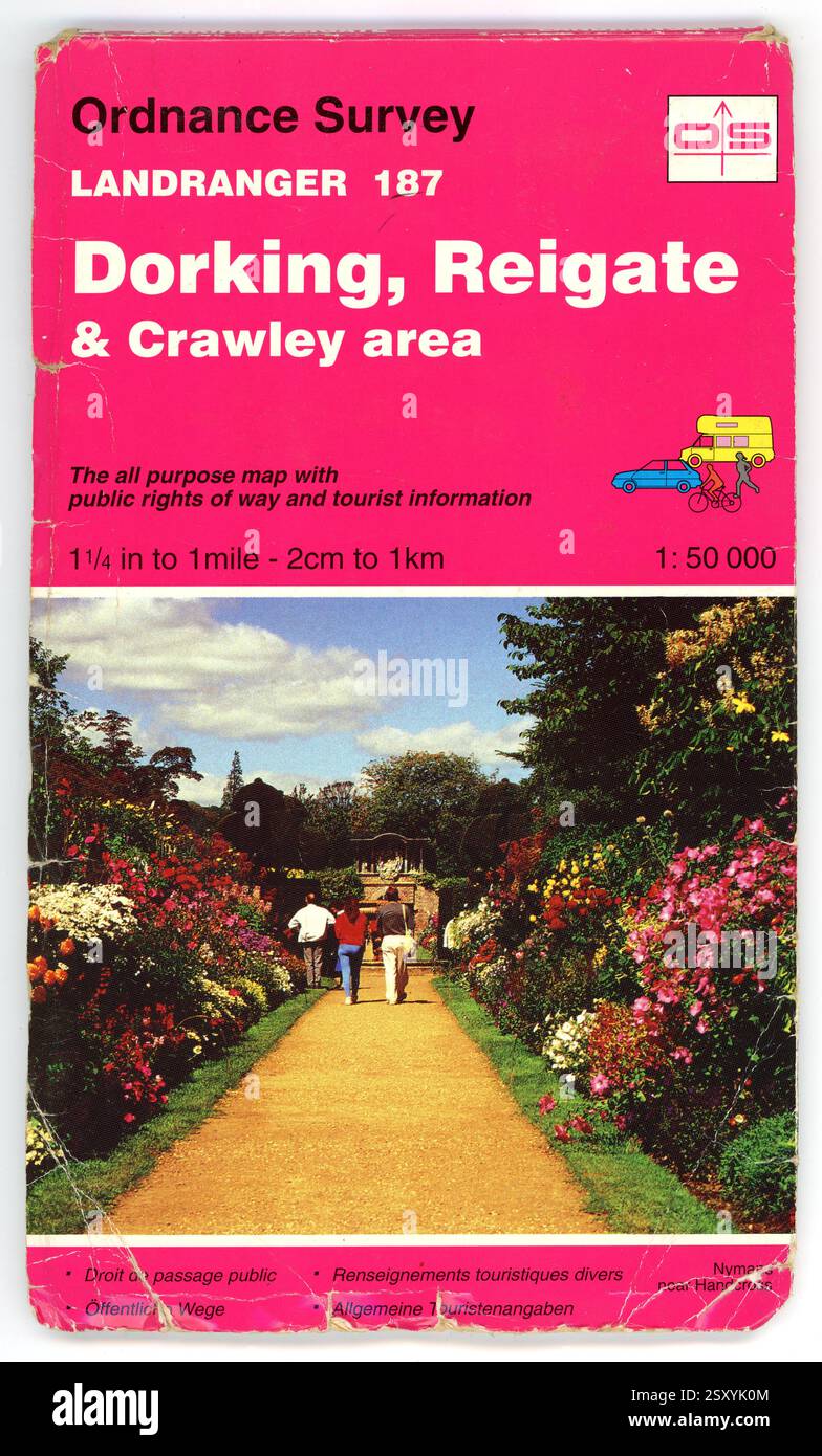 Vintage Ordnance Survey map Dorking, Reigate & Crawley area, Landranger ...