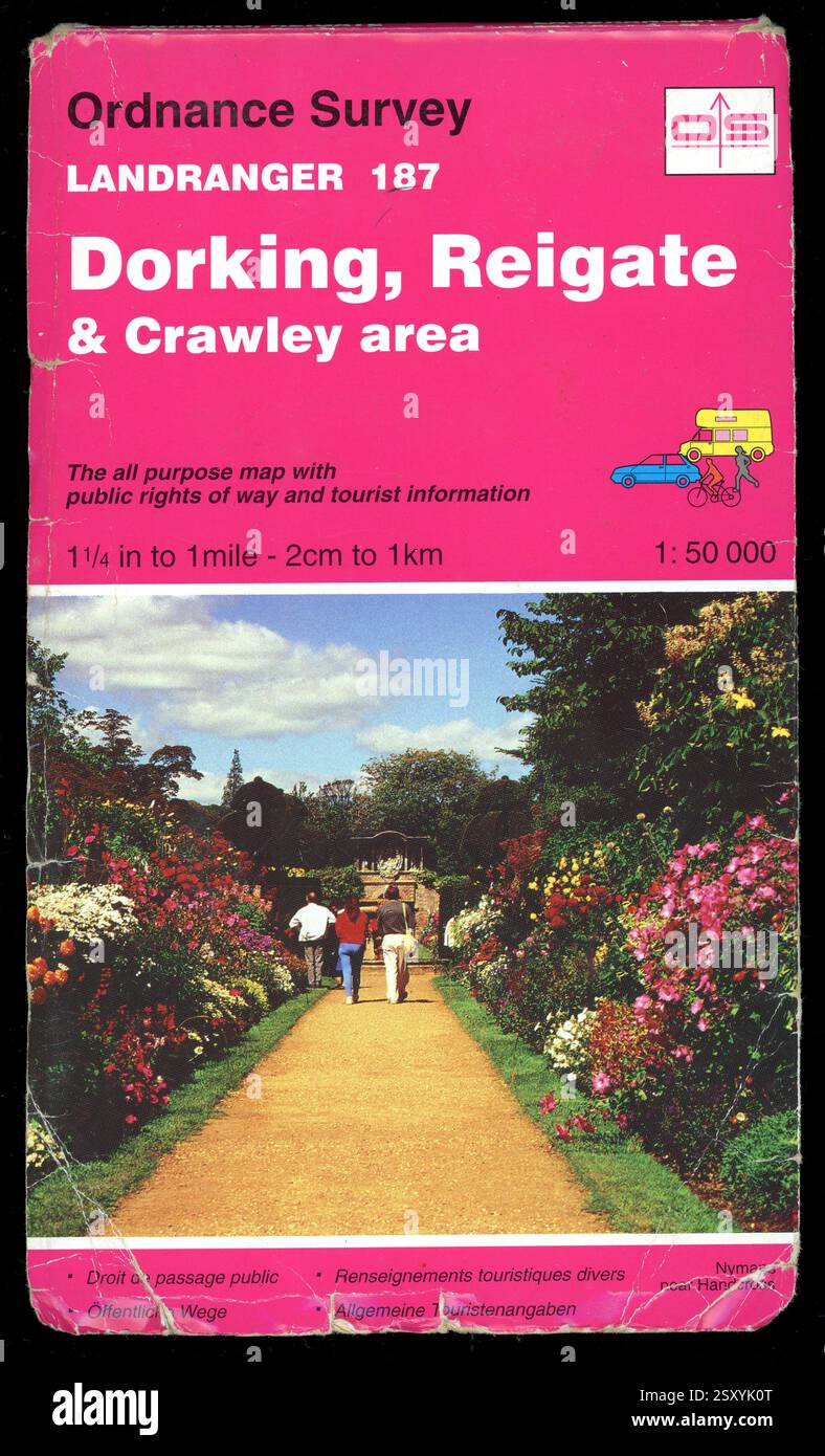 Vintage Ordnance Survey map Dorking, Reigate & Crawley area, Landranger ...