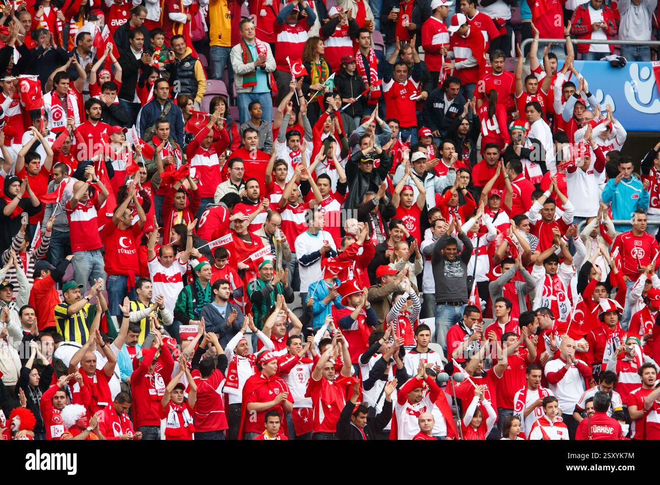 Turkey supporters cheer prior to the start of a UEFA Euro 2008 Group A ...