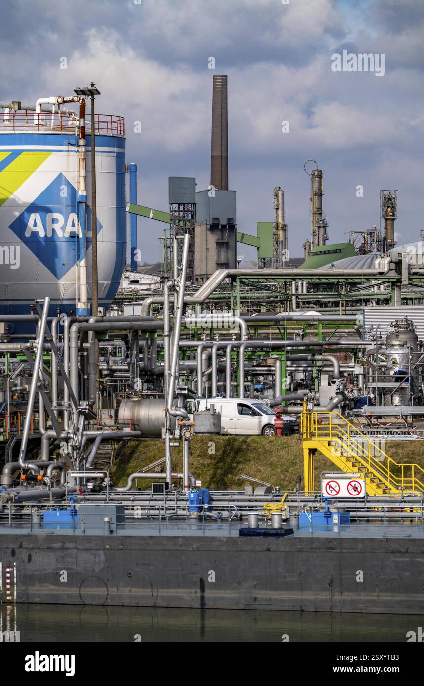 Canal harbour, loading facilities, tank farm for mineral oil products ...