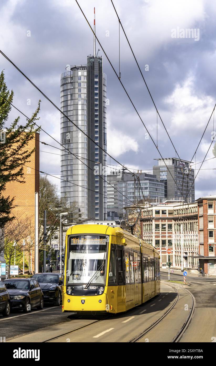 Essen city centre, RWE Tower, EVONIK building, Gutenbergstrasse in the ...