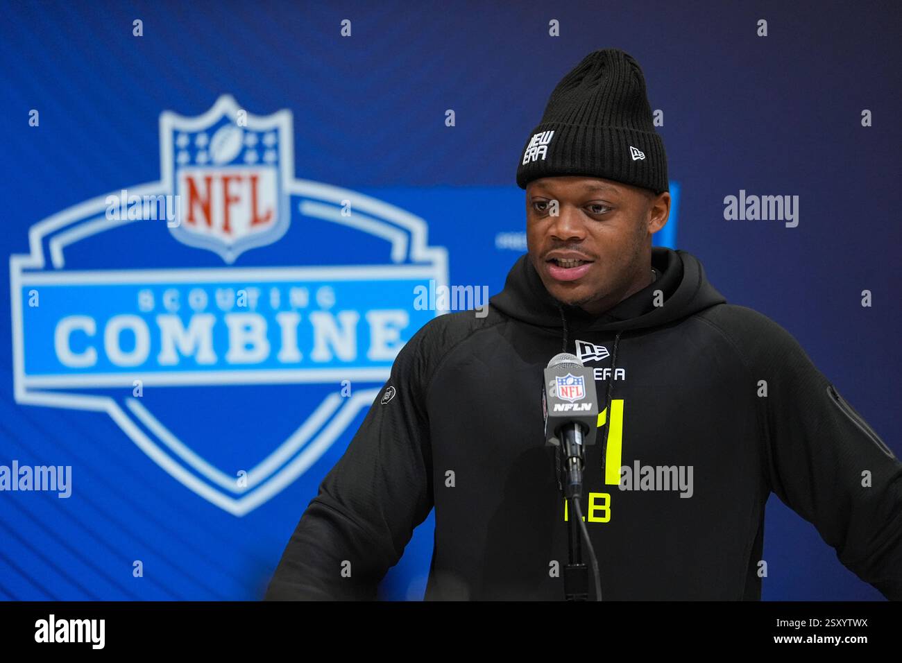 Penn State linebacker Kobe King speaks during a press conference at the ...