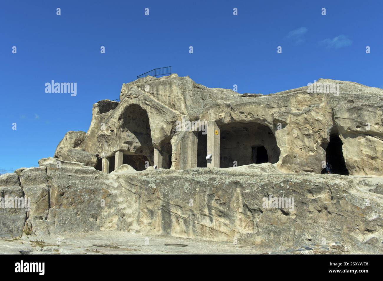 Ancient cave structures in the fortress and cave town of Uplistsikhe ...