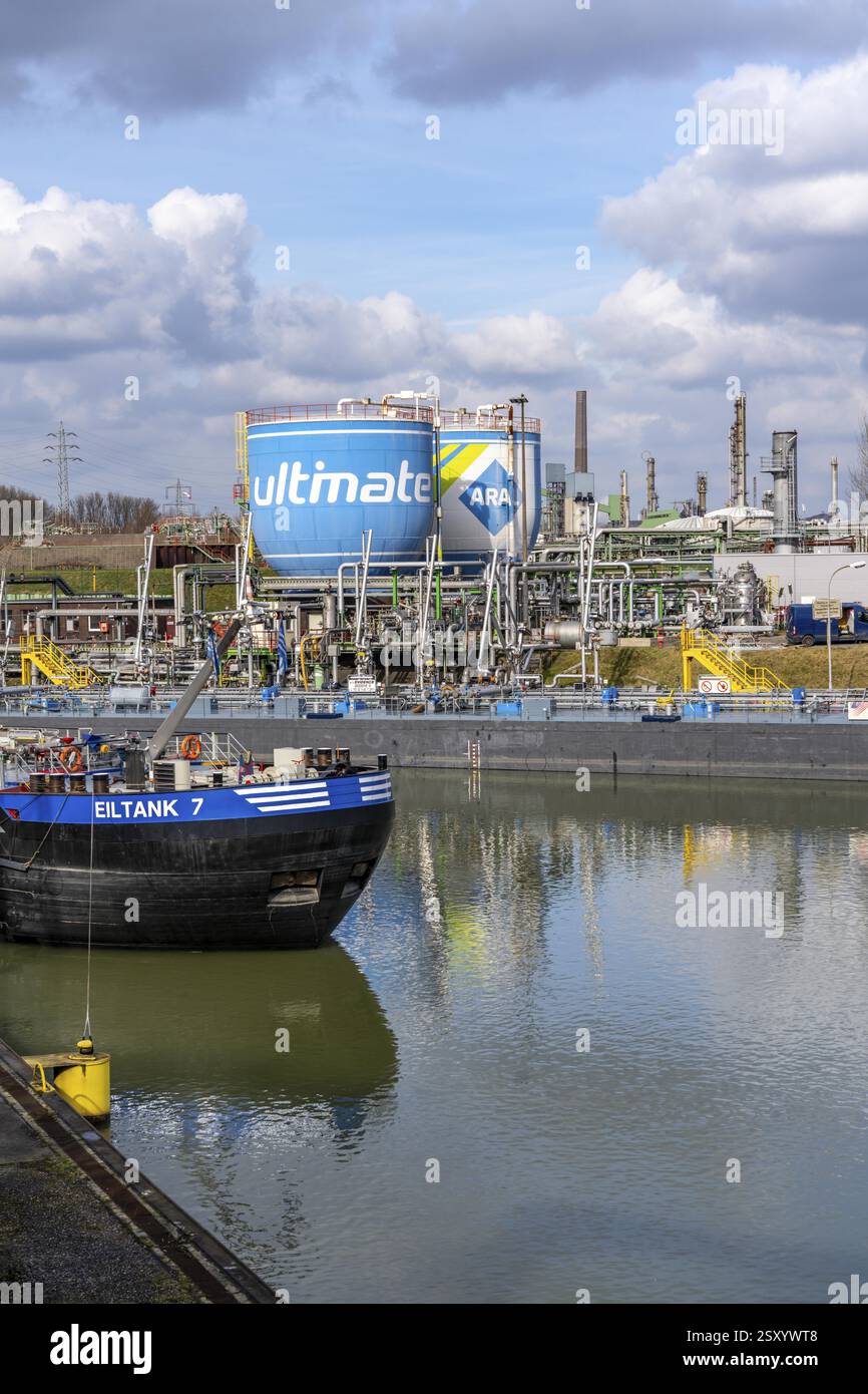 Canal harbour, loading facilities, tank farm for mineral oil products ...