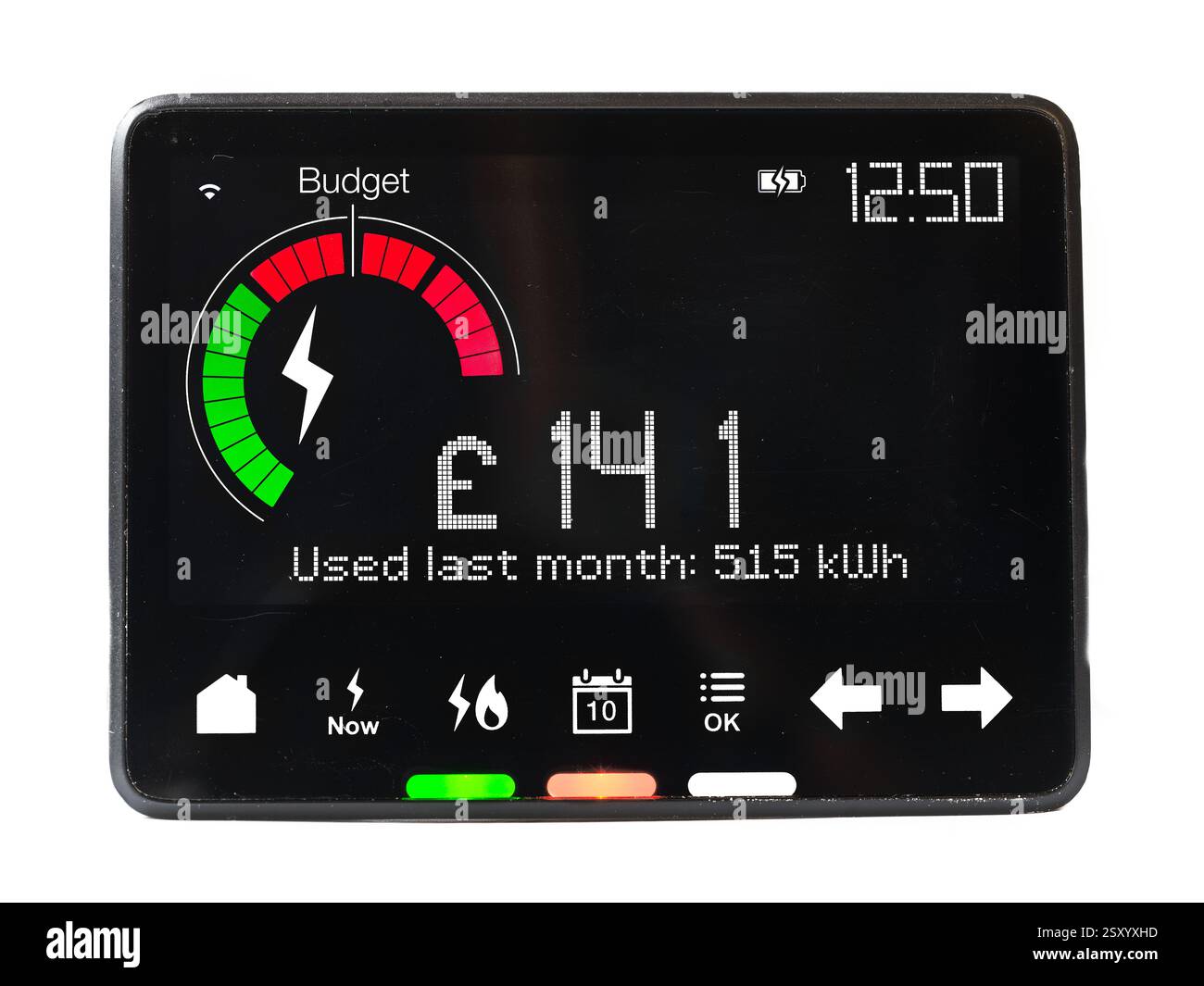 Smart meter showing monthly energy budget for household electricity is ...