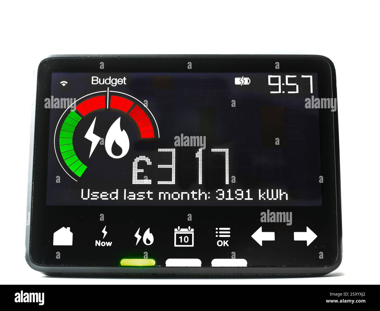Smart meter showing monthly energy budget for household gas and ...