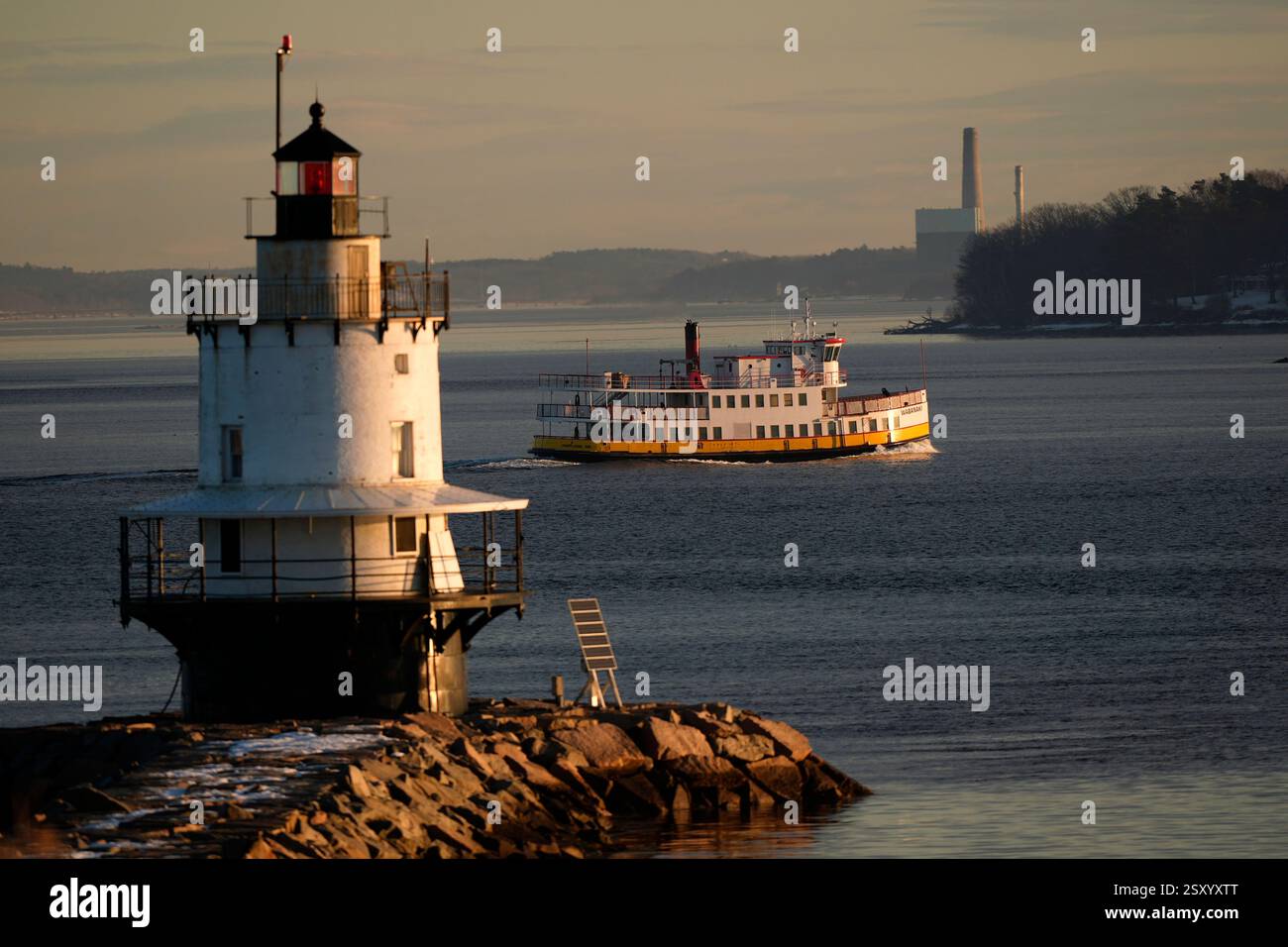 The Casco Bay ferry boat Wabanaki passes Spring Point Light, Wednesday ...
