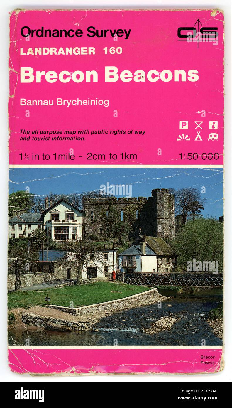 Vintage Ordnance Survey map for the Brecon Beacons, Landranger series ...