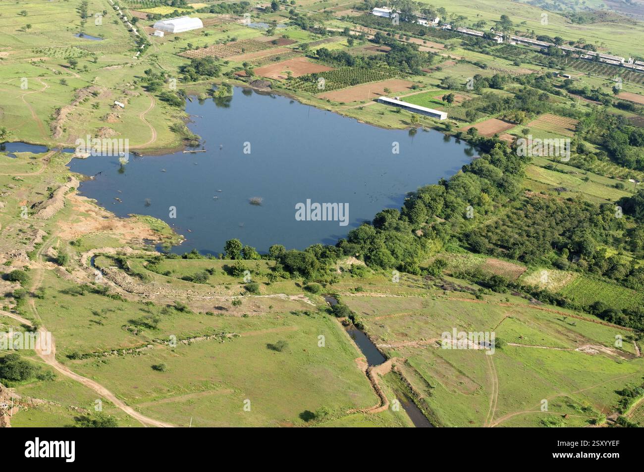 Aerial view of small lake in Pune at Maharashtra India Asia Stock Photo ...