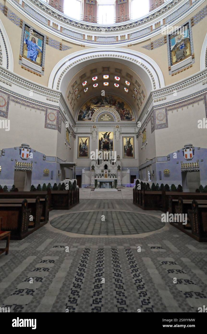 Interior view of the Karl Borromaeus Church, Vienna Central Cemetery ...