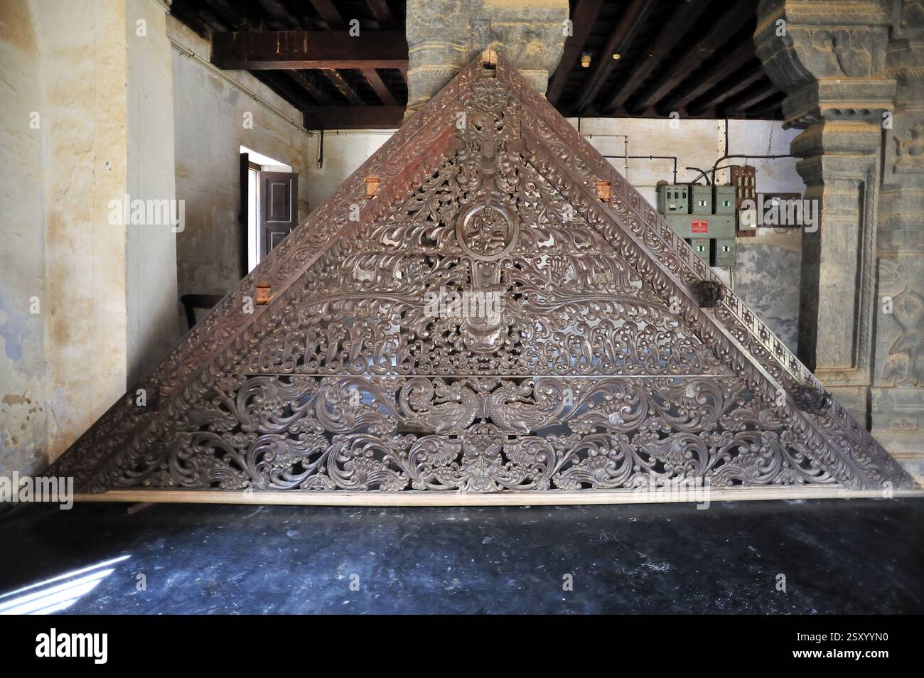 Wooden crafted panel of padmanabhapuram palace at tamil nadu india Asia ...