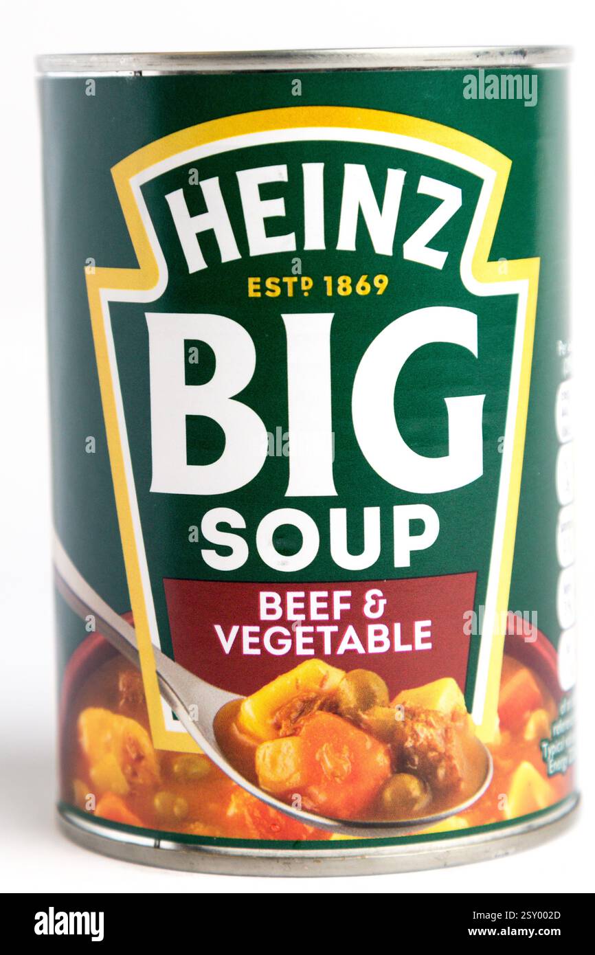 London, United Kingdom 24th February 2025 :- Tin of Heinz Big Soup Beef ...