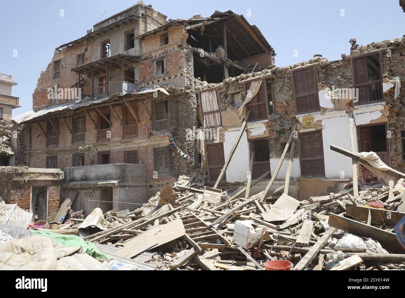 Residential building collapsed, nepal, asia Stock Photo - Alamy