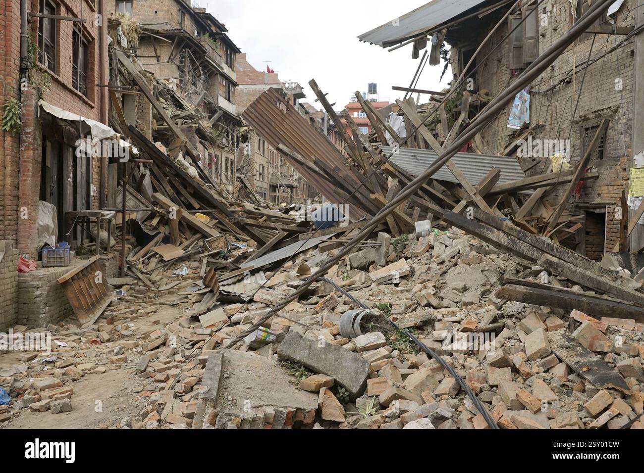 Residential building collapsed, earthquake, kathmandu, nepal, asia ...