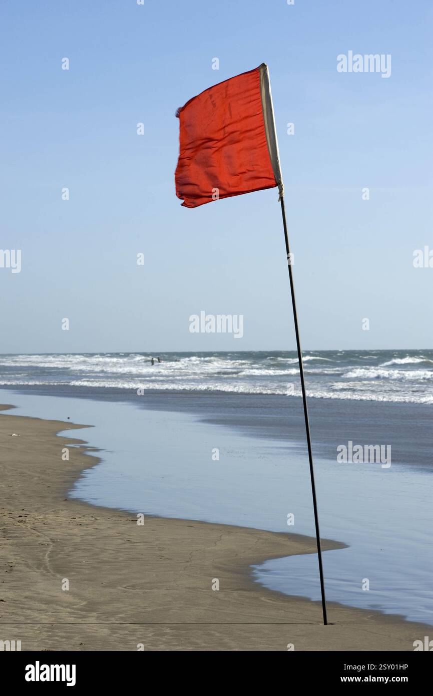 Red flag no swimming zone warning harmal beach, goa, india, asia Stock ...