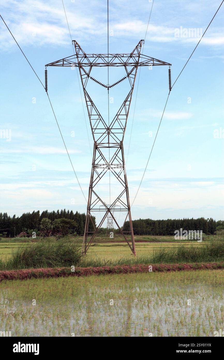 High voltage transmission line haryana Uttar Pradesh India Asia Stock ...