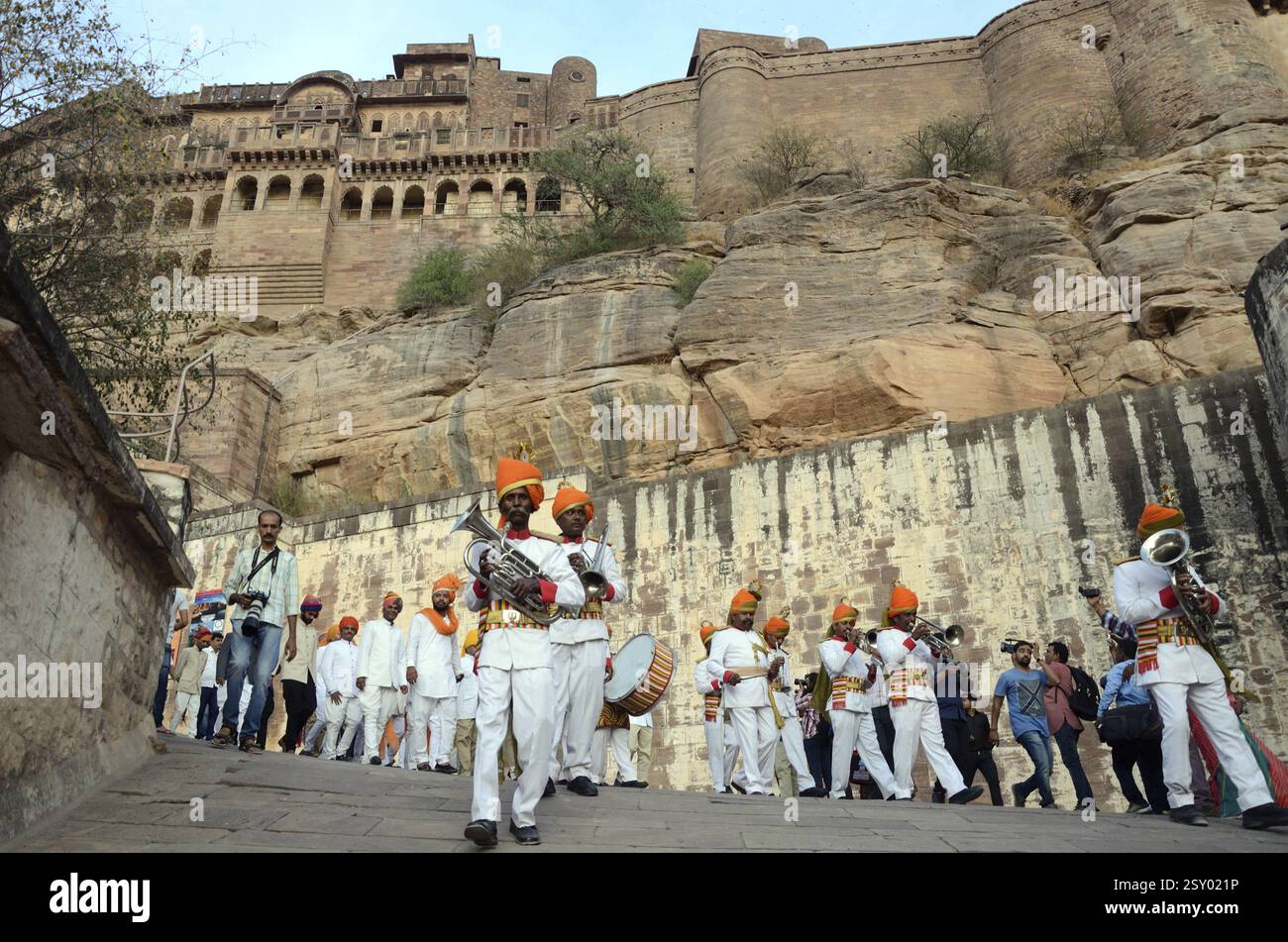 Raj Gangaur procession Mehrangarh Fort Jodhpur rajasthan, India, Asia ...
