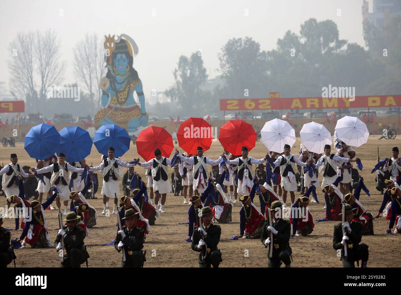 February 26, 2025: Nepali army personnel perform a cultural dance during the Army Day ...