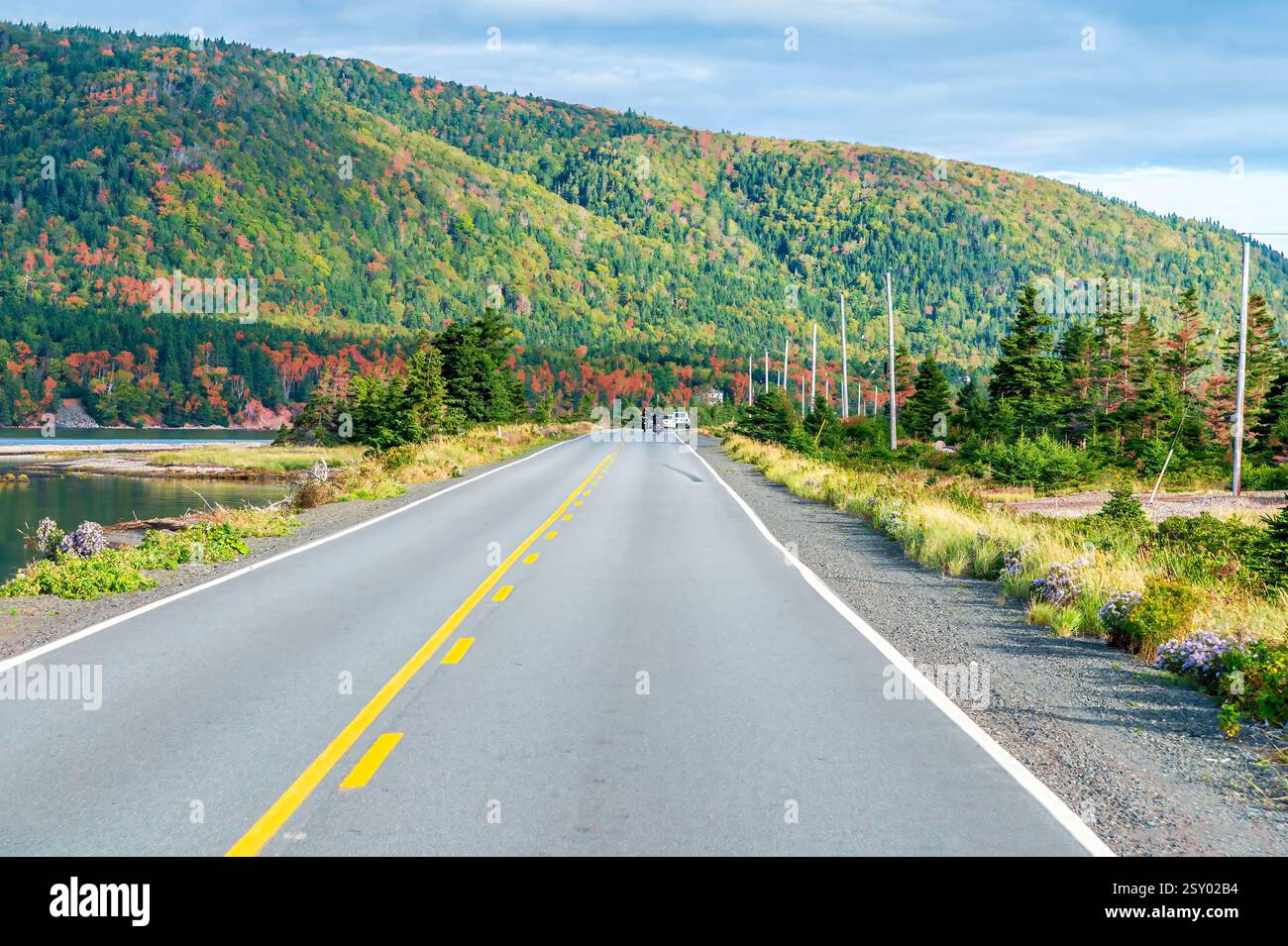 A view up the road leading away from the north shore of the Englishtown ...