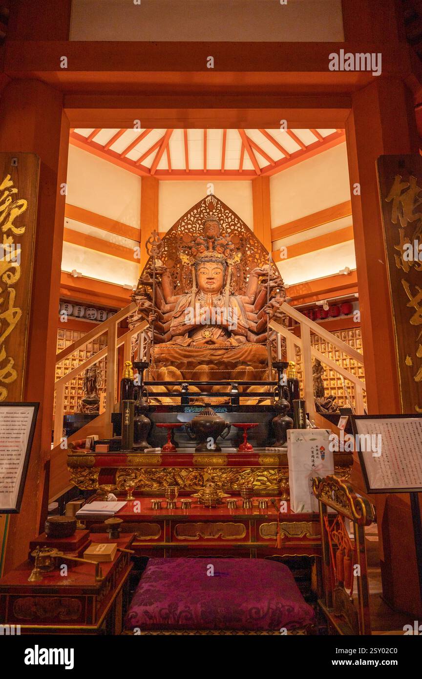 View of the statue inside the Tsubosaka-Dera, a temple with a giant ...