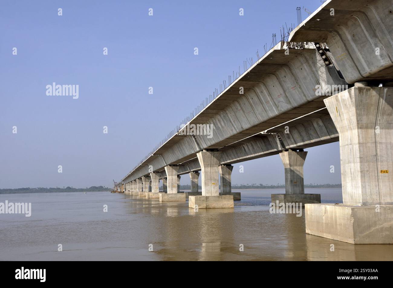 Construction road bridge godavari river andhra pradesh India Stock ...