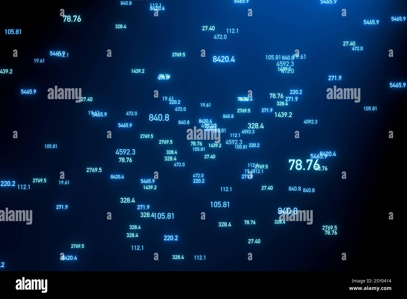 Blue screen with random floating numbers. Blue screen with random ...