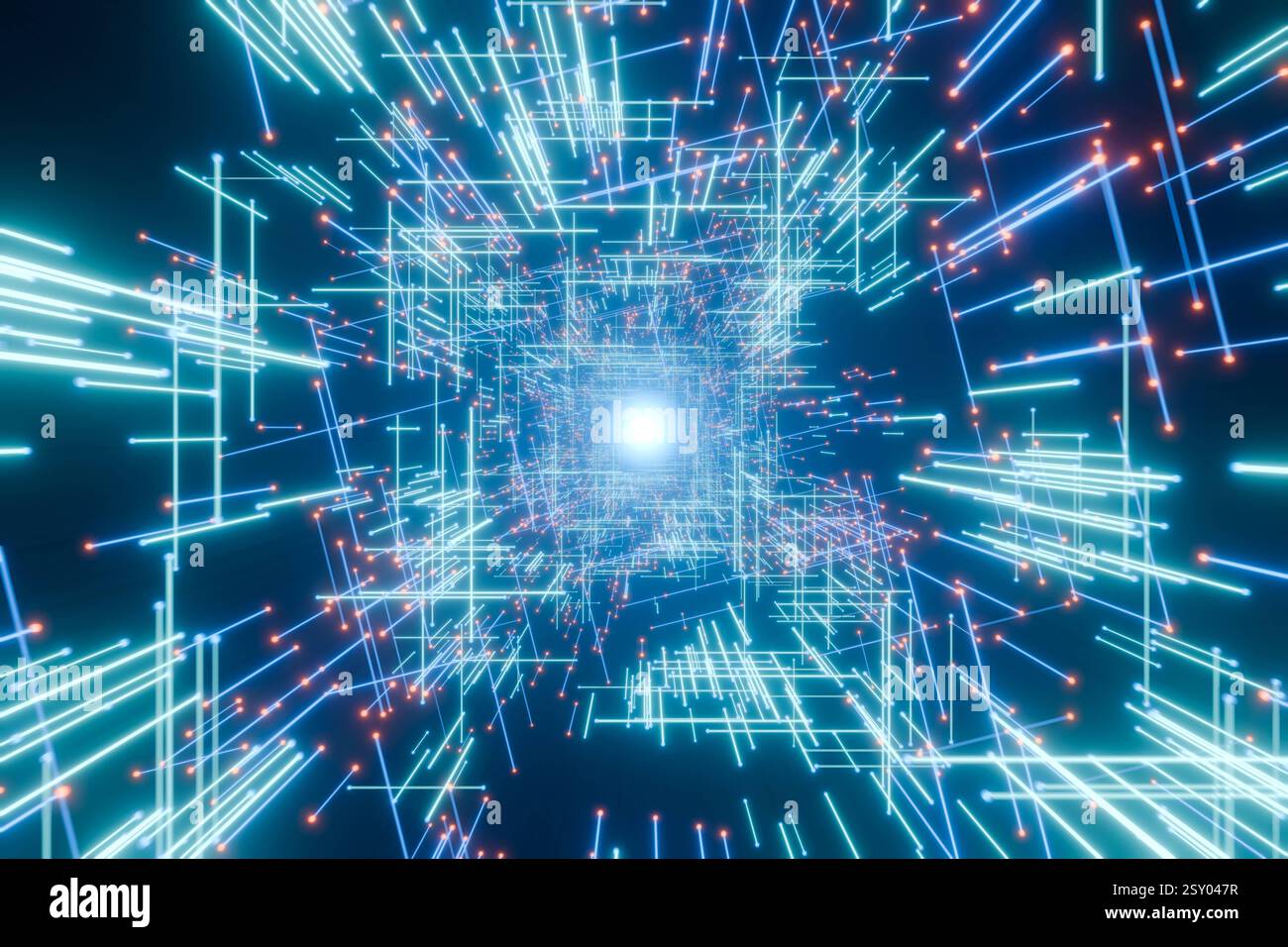 Futuristic cyber loop. Futuristic cyber loop, illuminated in blue ...