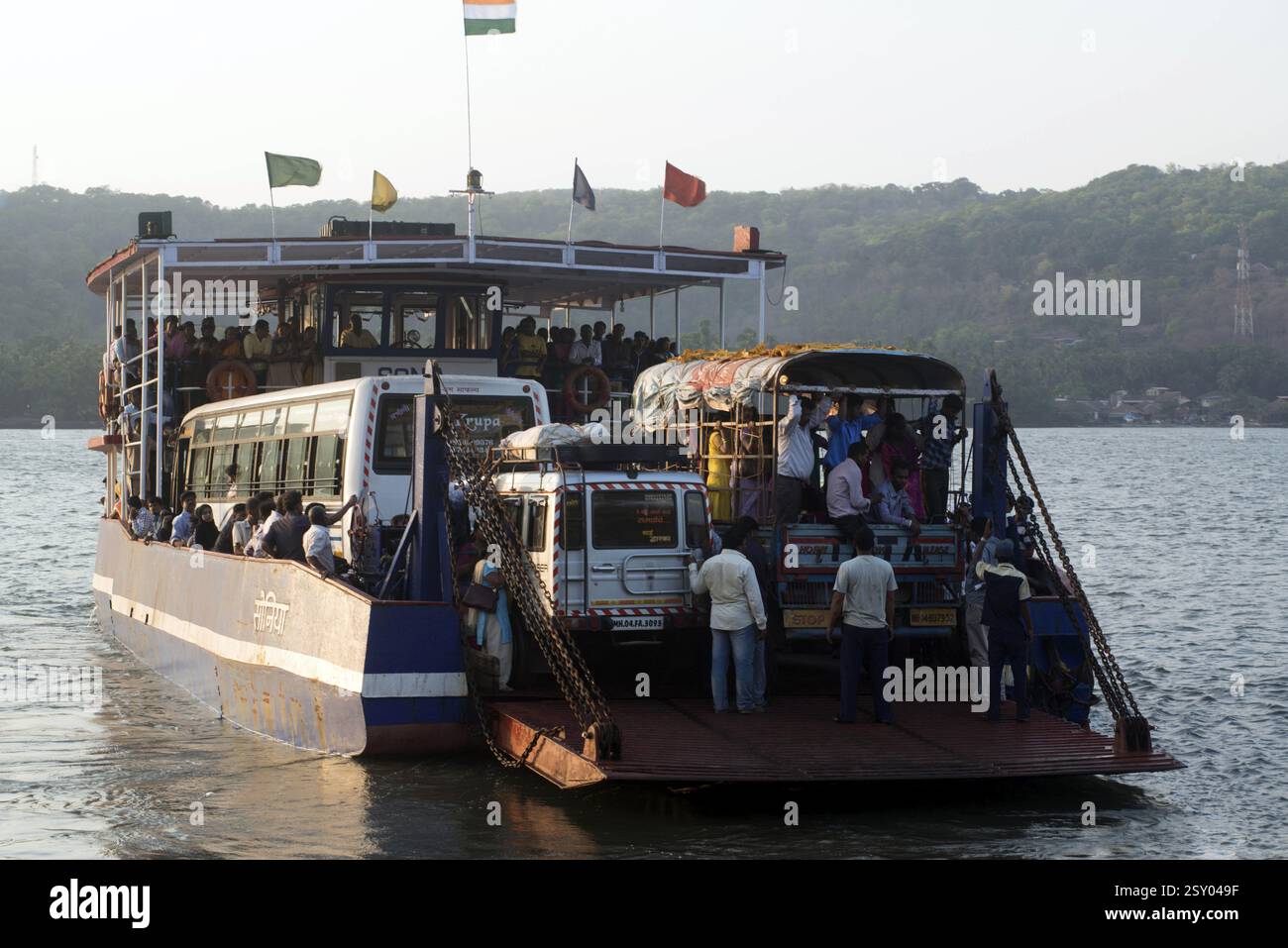 Ferry boat vashishti river, maharashtra, india, asia Stock Photo - Alamy