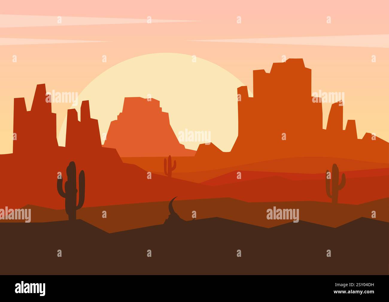 Death Valley National Park illustration. Rocky Desert landscape ...