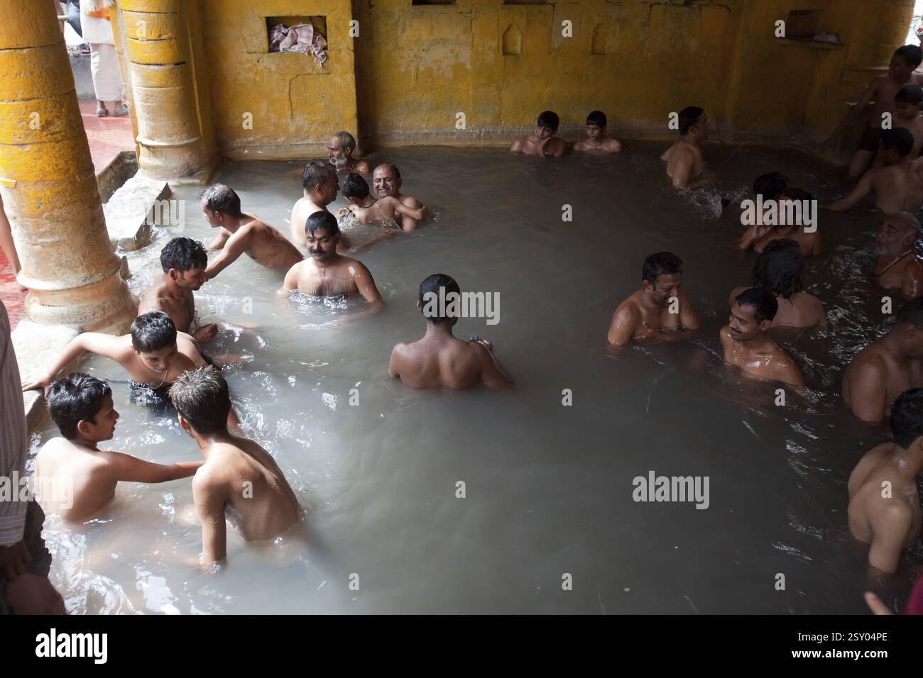Devotees having hot water spring Uttarakhand India Asia Stock Photo - Alamy