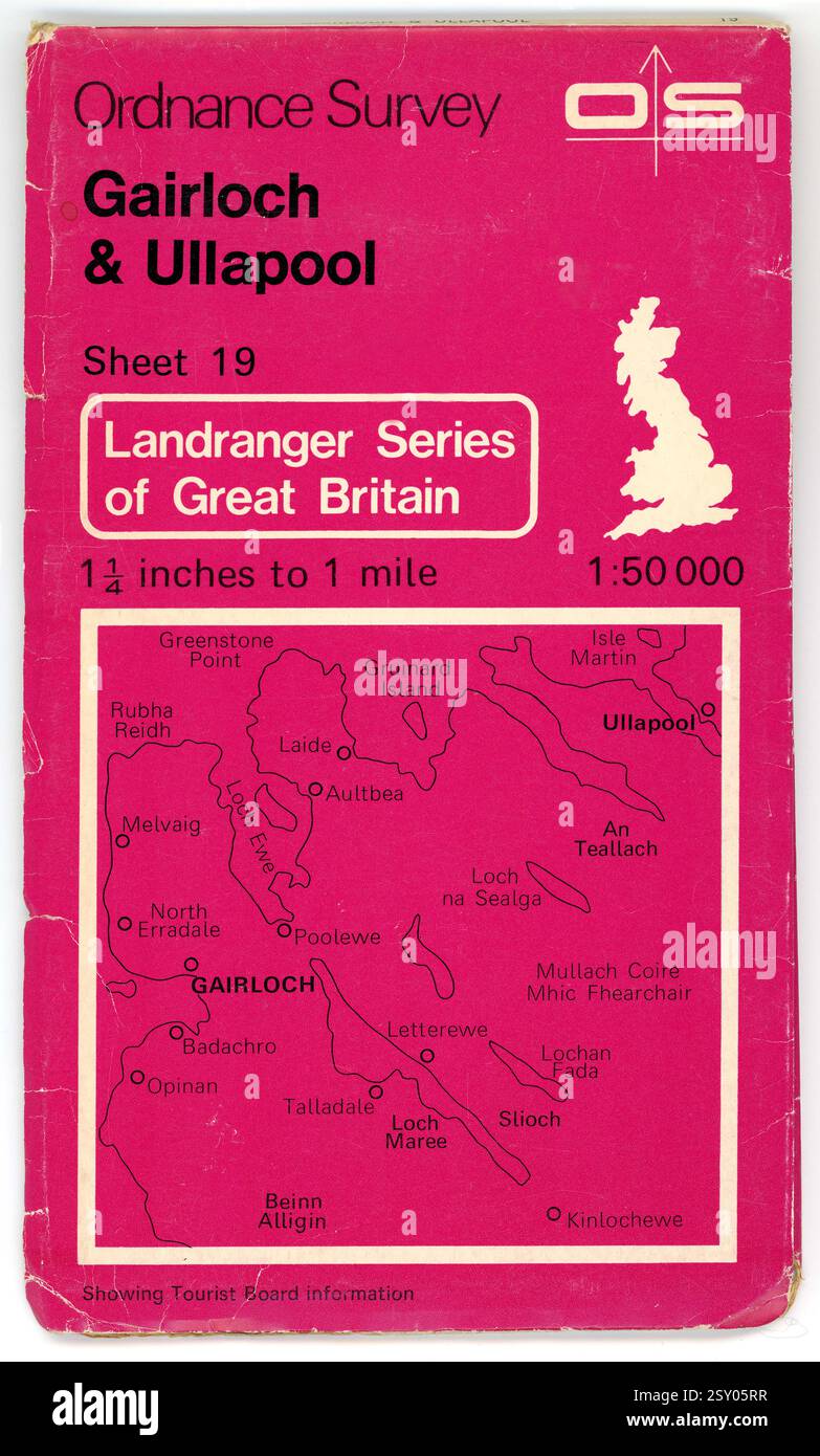 Vintage Ordnance Survey map Gairloch & Ullapool, Landranger series ...